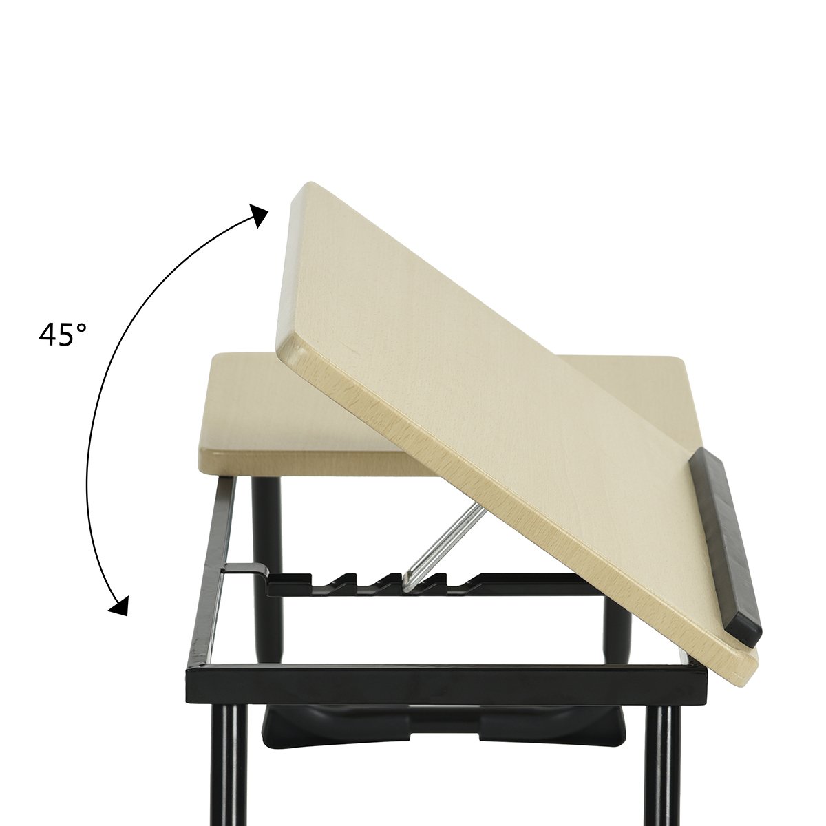 Foldable Laptop Table with Adjustable Tray and Metal Structure, for Home Office and Living/Bed Room(Beech Wood and Black) 25.5" (W) x 11.8"(D) x 10.8"(H)