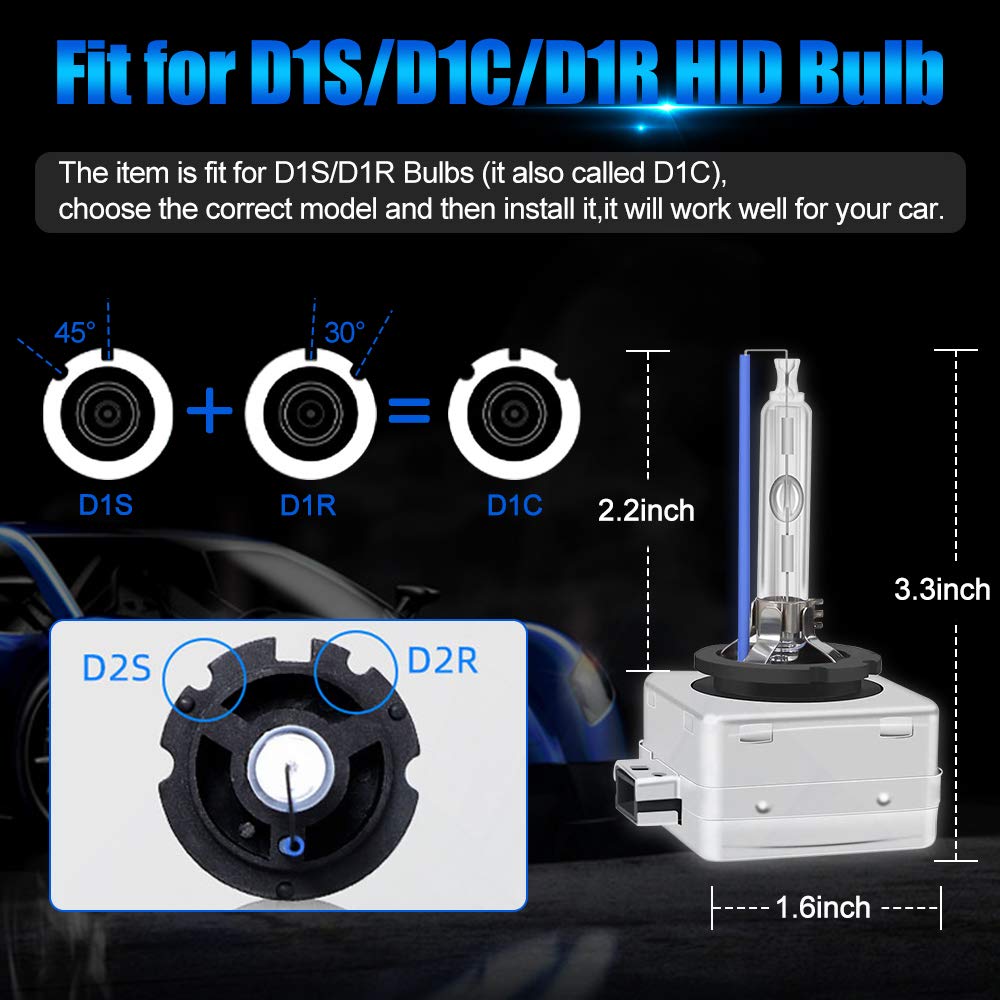 DUOLUTONG D1S HID Xenon Light Bulb - 8000K Cool White Light 35W High Beam Low Beam, D1S D1C D1R Car Bulbs Replacement Bulb, Pack of 2 (Blue)