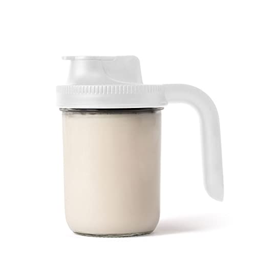Jarware 82690 White Spout Mason Jar Lid with Handle, Wide Mouth, Set of 2