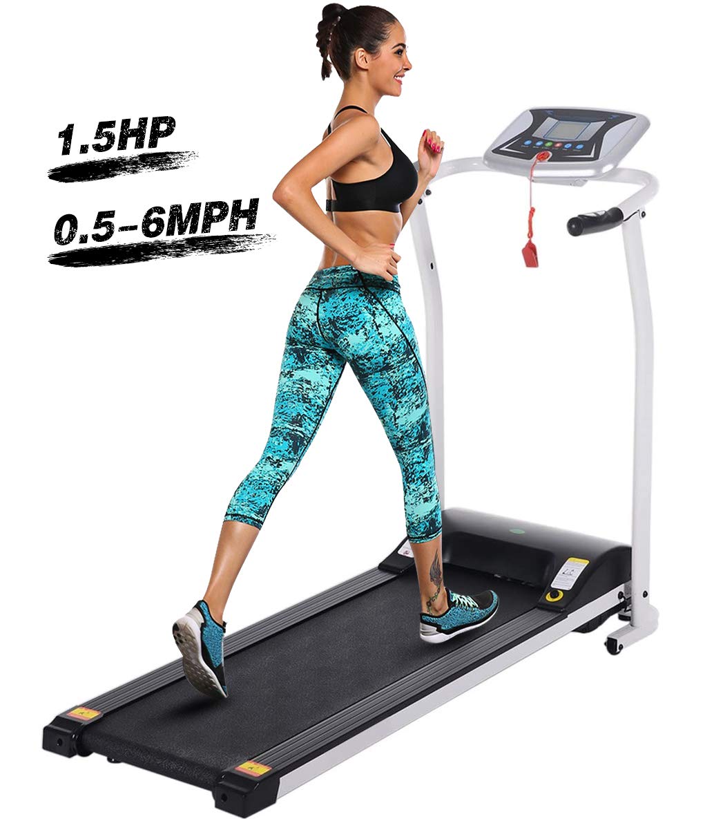 Folding Treadmills, Electric Foldable Treadmill with LCD Display, Heart Rate Sensor, Shock Absorption, Health& Fitness Exercise Walking/Running/Jogging for Home Gym or Office