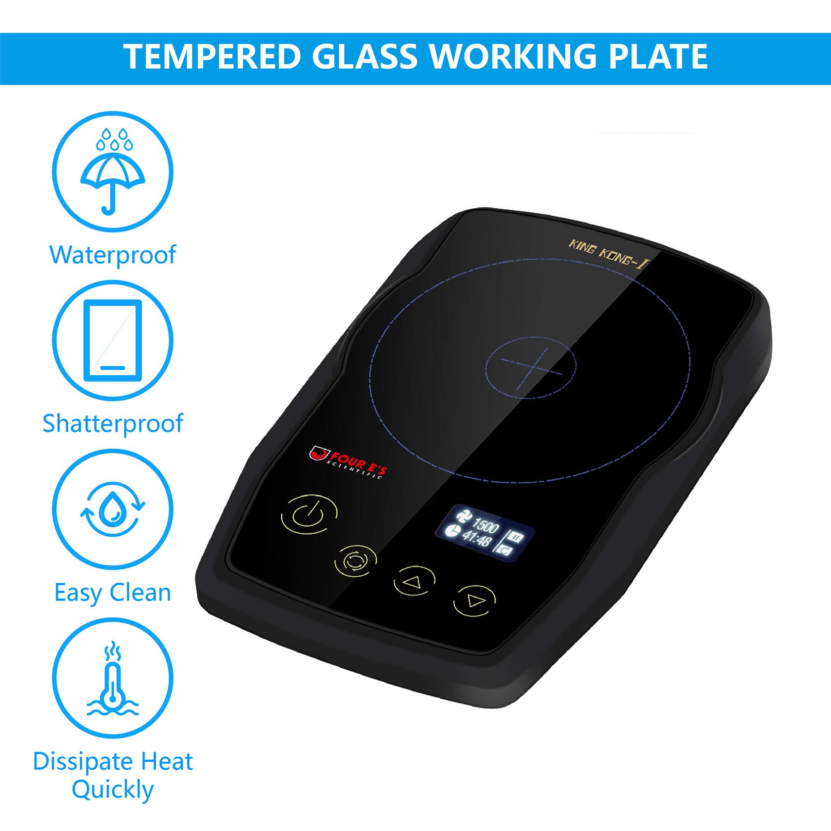 Mini Magnetic Stirrer - FOUR E'S SCIENTIFIC Stir Plate Magnetic Lab Mixer, Time Setting & Speed Adjusting 50-1500RPM, Max.1L, OLED Display