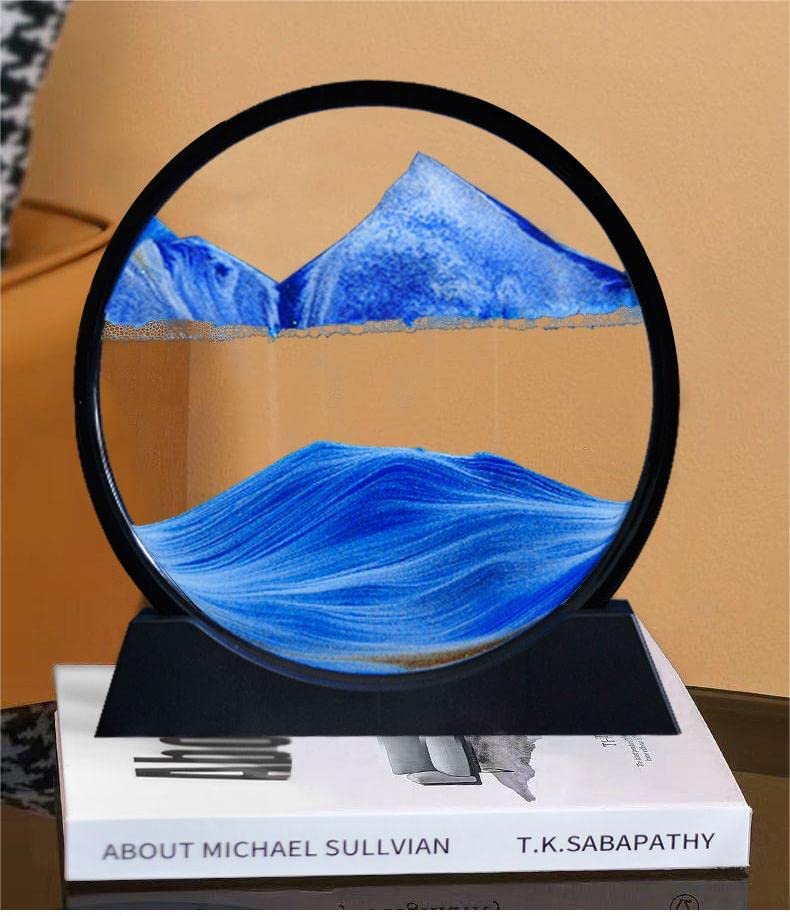 HISELUR Moving Sand Art Picture Kinetic 3D Deep Sea Sandscape in Motion Display Flowing Sand Relaxing Desktop Toy Home Office Decor Painting Gift Packing(10inch)