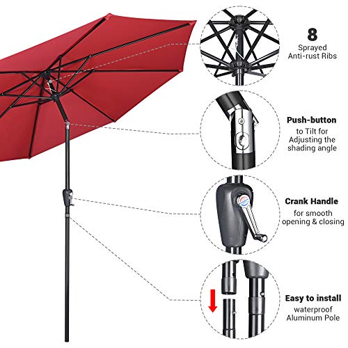 Yescom 10Ft UV50+ Aluminum Outdoor Table Patio Umbrella with Crank Tilt 3000PA Sunshade Deck Yard Garden Pool Balcony