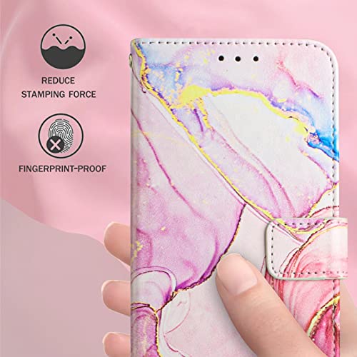 FTRONGRT Case for Tecno Camon 18i, with Mobile Phone Holder, Fall-Proof, Suitable for Tecno Camon 18i Folding Mobile Phone Leather Protective Shell.Rose Gold