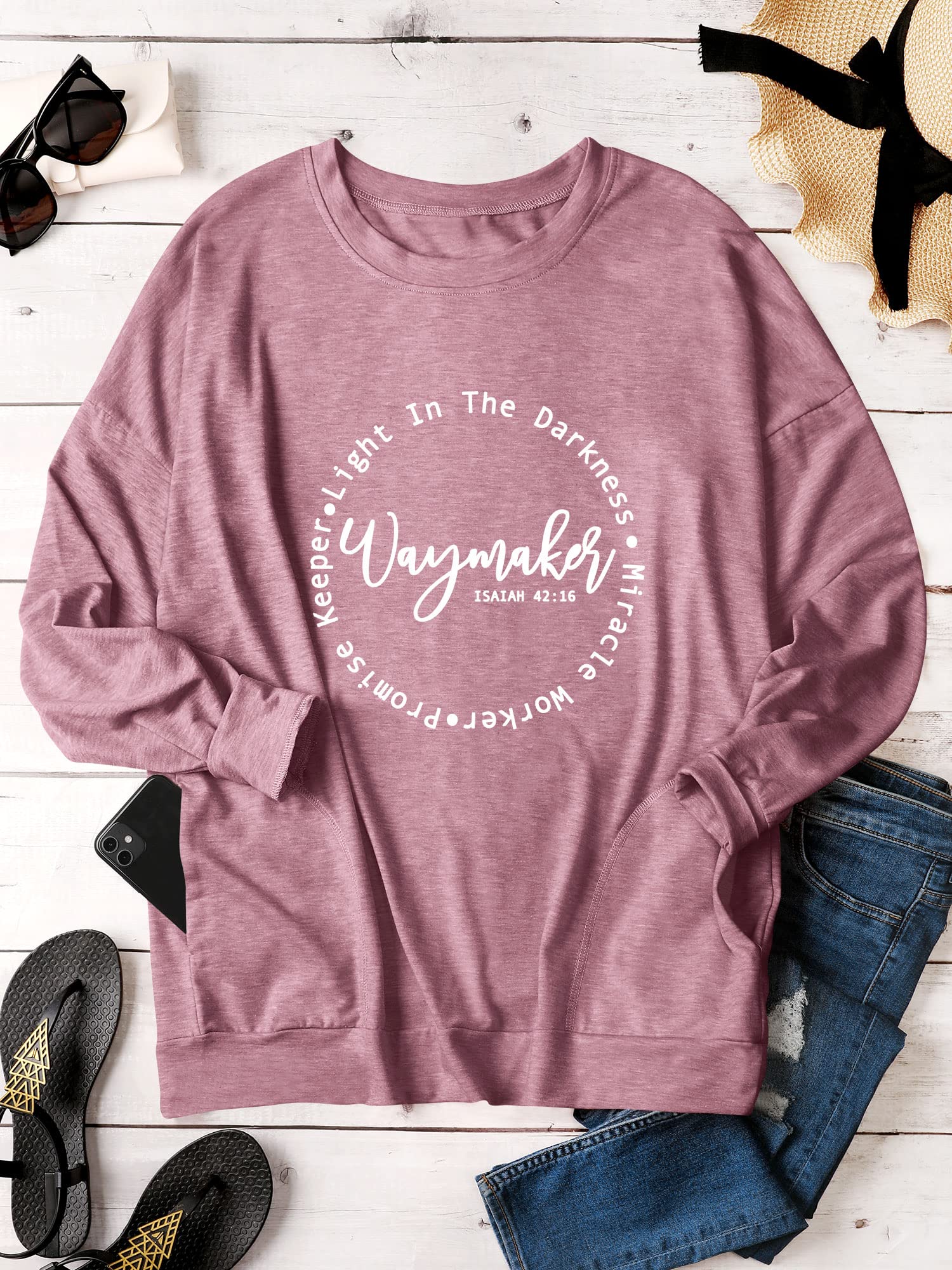 FEMLE Christian Waymaker Sweatshirt Light in Darkess Long Sleeve Crewneck Miracle Worker Tops for Women
