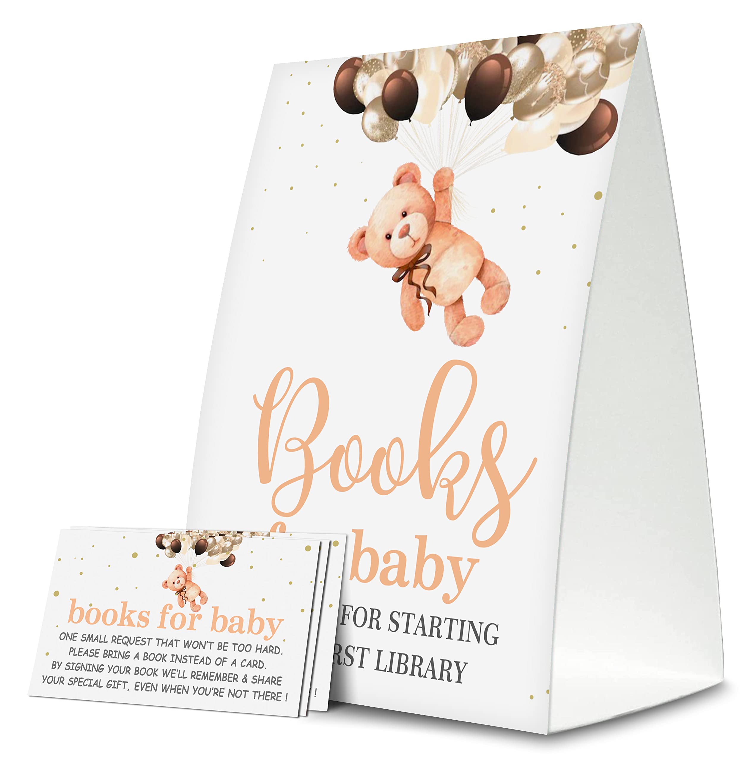 Yuansail Book Request For Baby Shower, Little Bear balloon Themed baby cards books for, Party Favors For Baby Showers Game Cards, 1 Sign & 50 Cards Per Pack ā (bb012-book)