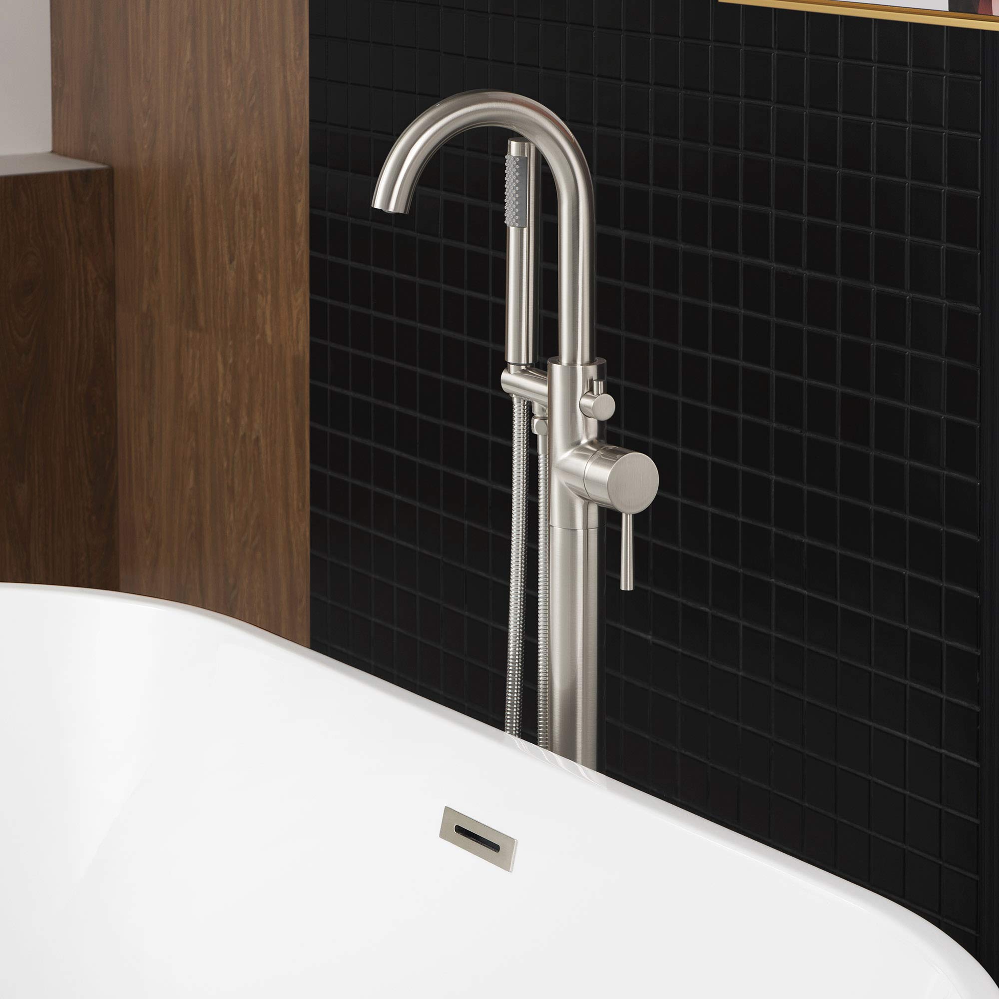 Woodbridge F-0001 Freestanding Bathtub, Brushed Nickel