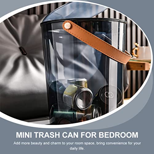 Kitchen Trash can Clear Trash Can Desktop Mini Trash Can Recycle Garbage Can Waste Basket Garbage Container Bins with Lid Handle for Home Office Blue Kitchen