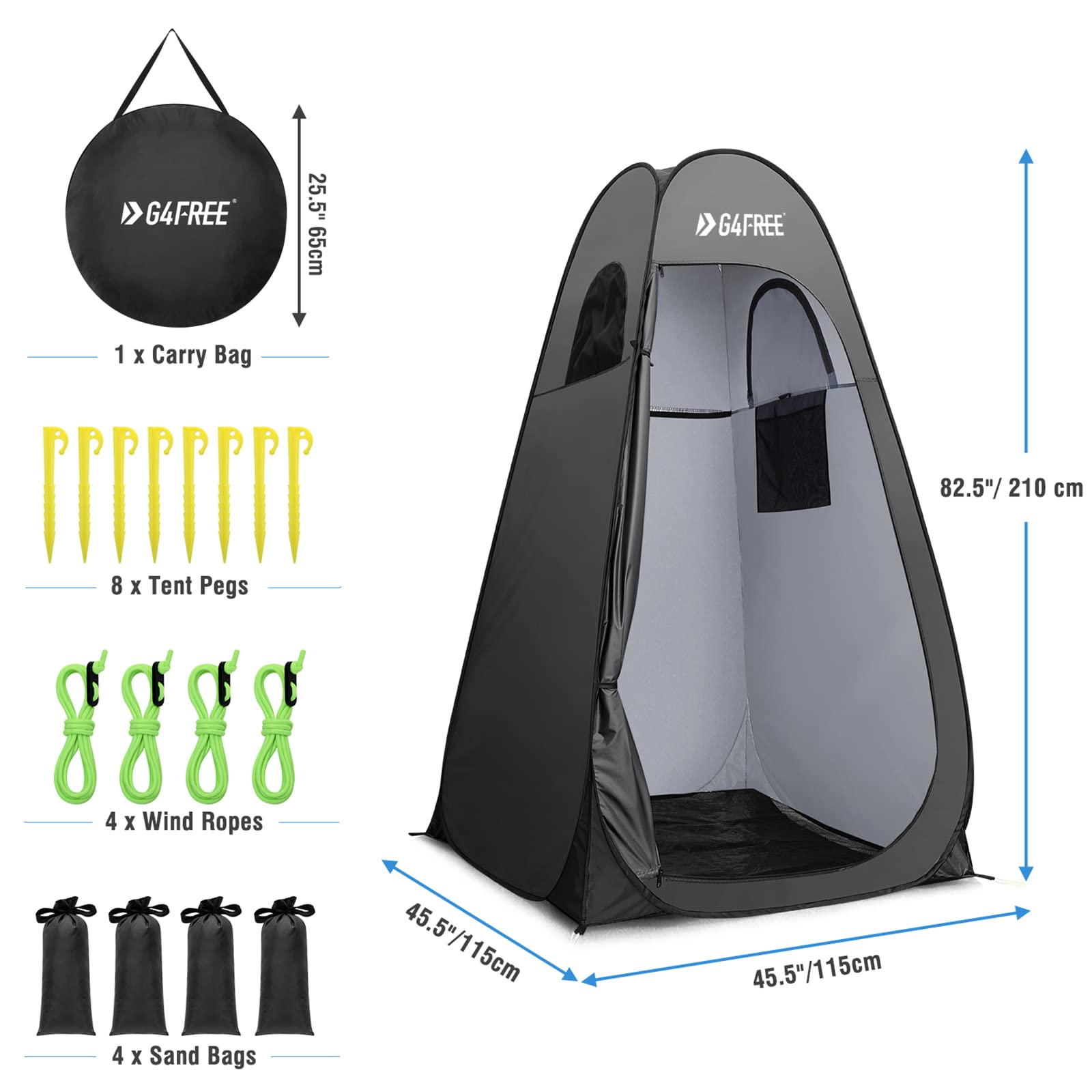 G4Free Pop Up Privacy Shower Tent Portable Outdoor Changing Room Camping Toilet Sun Shelter with Carry Bag(Green)