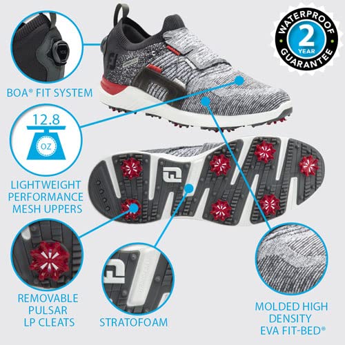 FootJoy Men's Hyperflex Boa Golf Shoes - Previous Season Style Grey/Green Wide 12