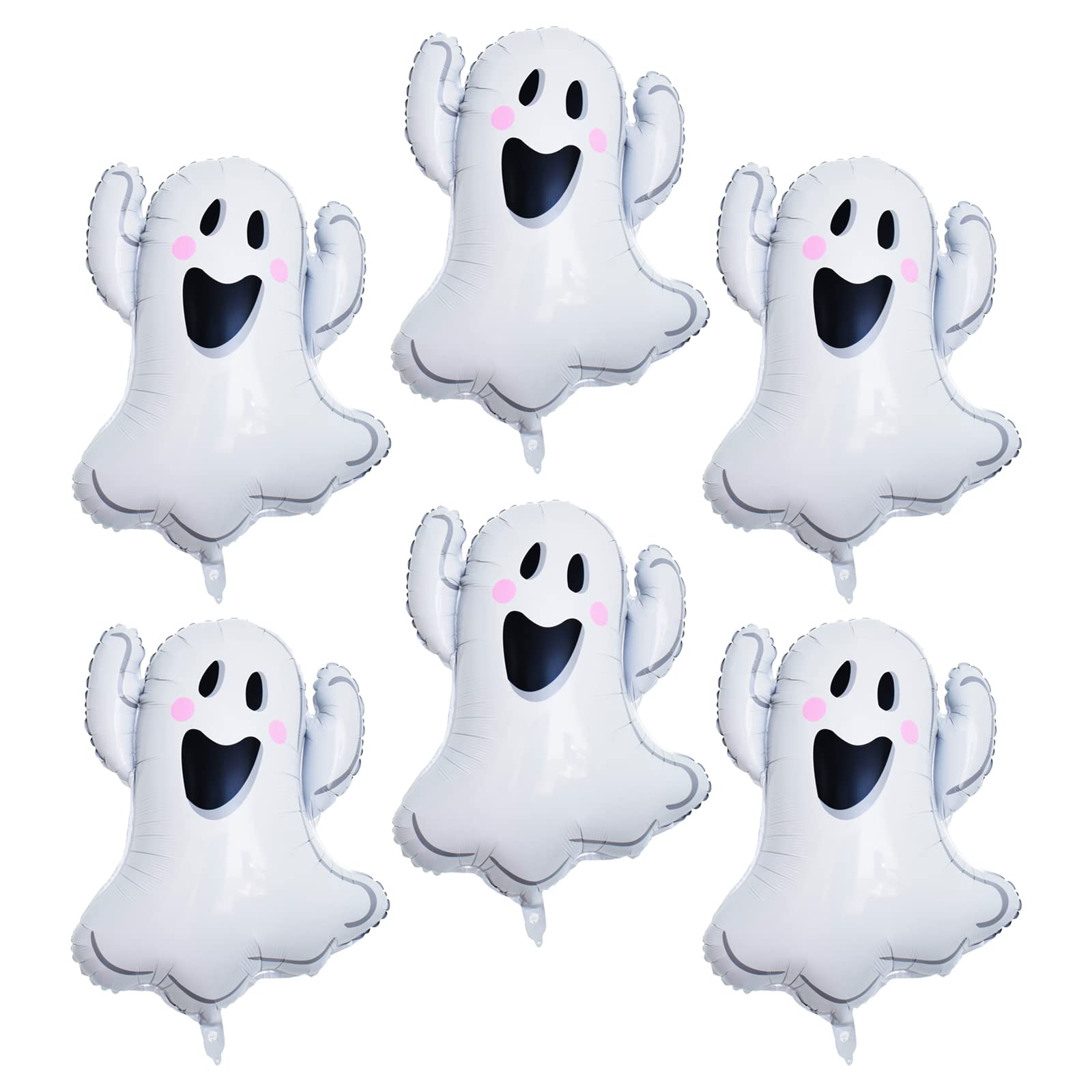 Ghost Balloons White Ghost Shape Aluminum Foil Balloon for Halloween Theme Party 6Pack