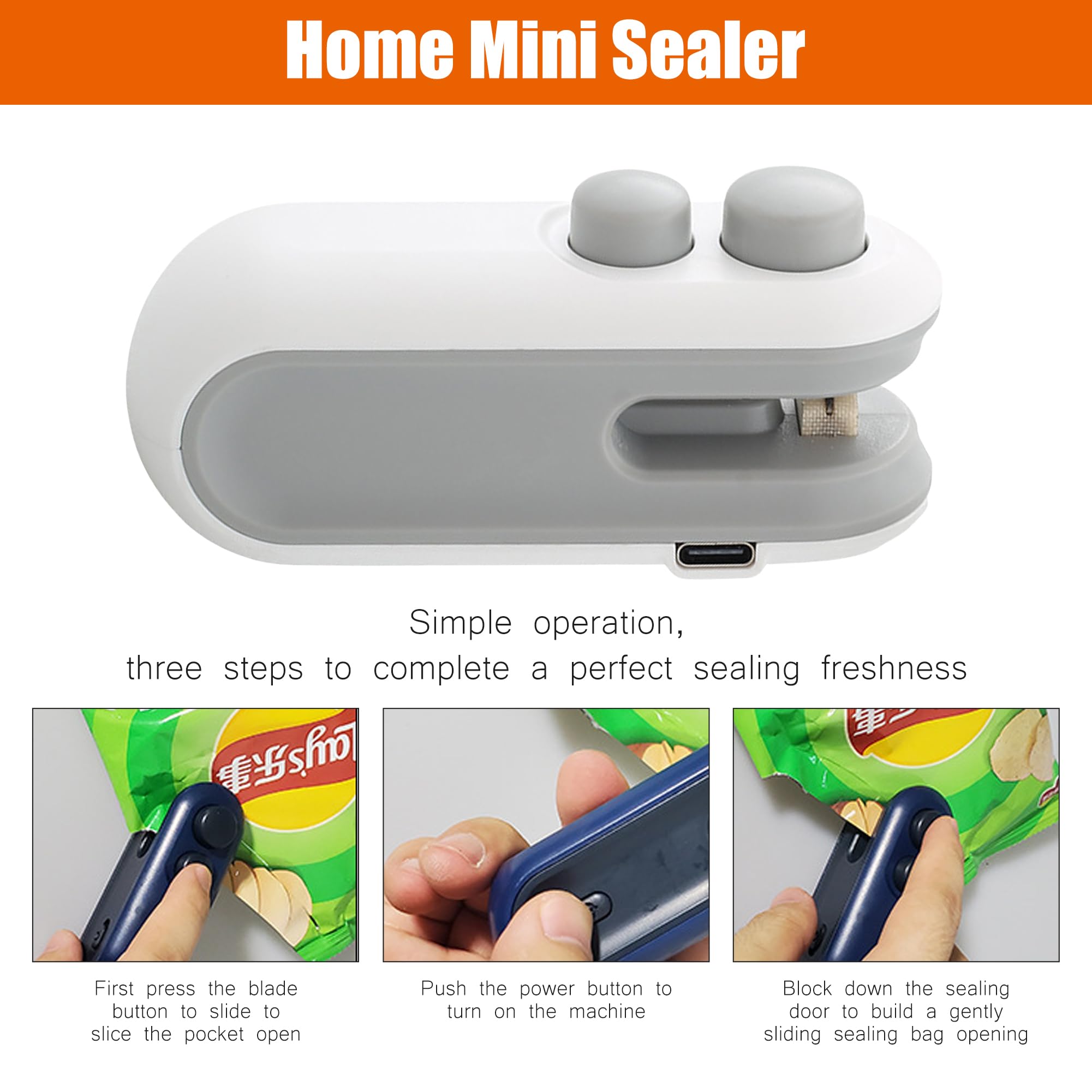 Mini Shred Bag Sealer, 2 in 1 Heat Sealer with Cutter, Portable Resealer Machine,Plastic Heat Seal Vacuum Sealer Kitchen Gadget for Mylar/Food Storage Bags (White 1-pack)