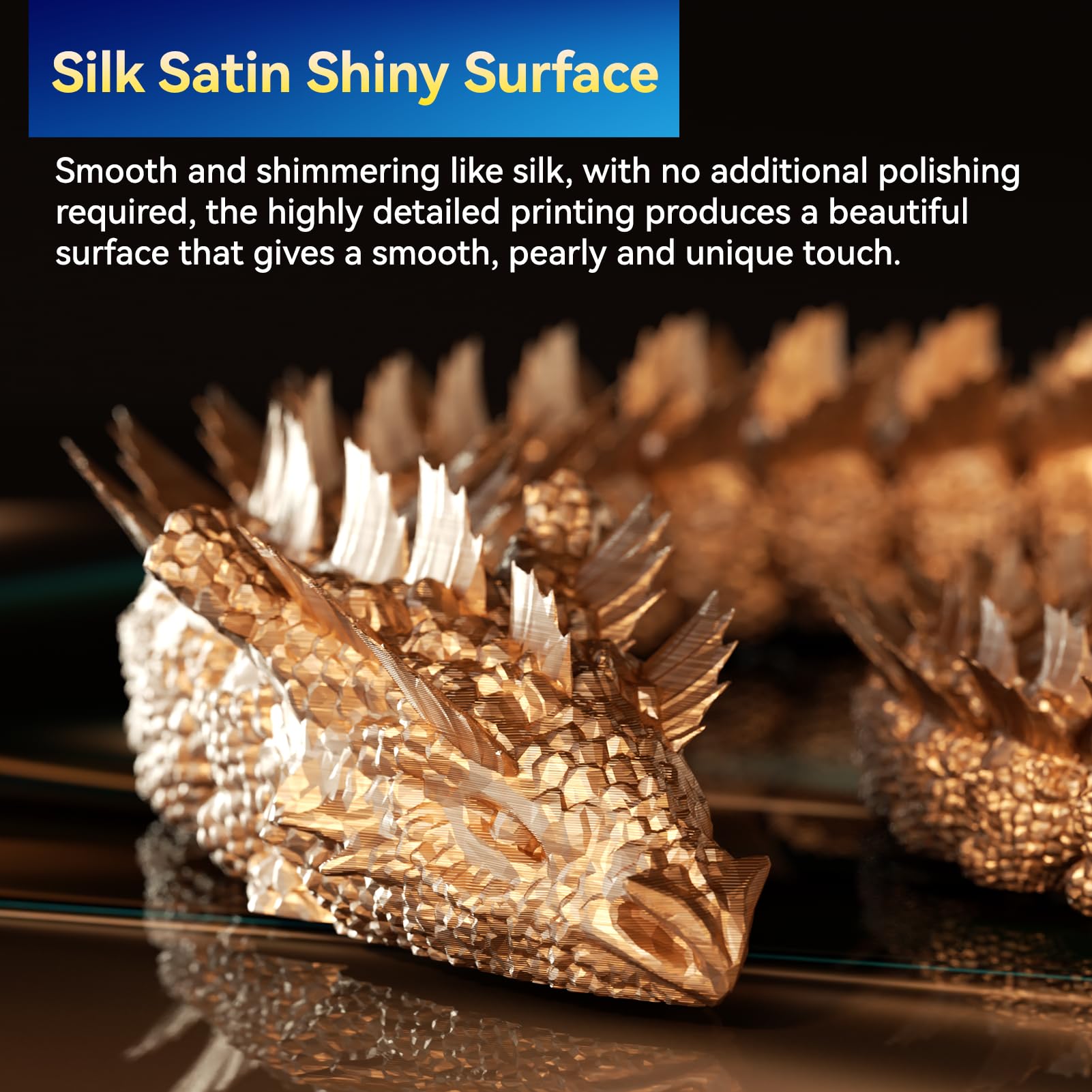 JUSTMAKER PLA Silk 3D Printer Filament, Upgrade Cardboard Spool, Silk Shiny Filament, Dimensional Accuracy +/-0.03mm, 1.75mm, 1kg, Brown