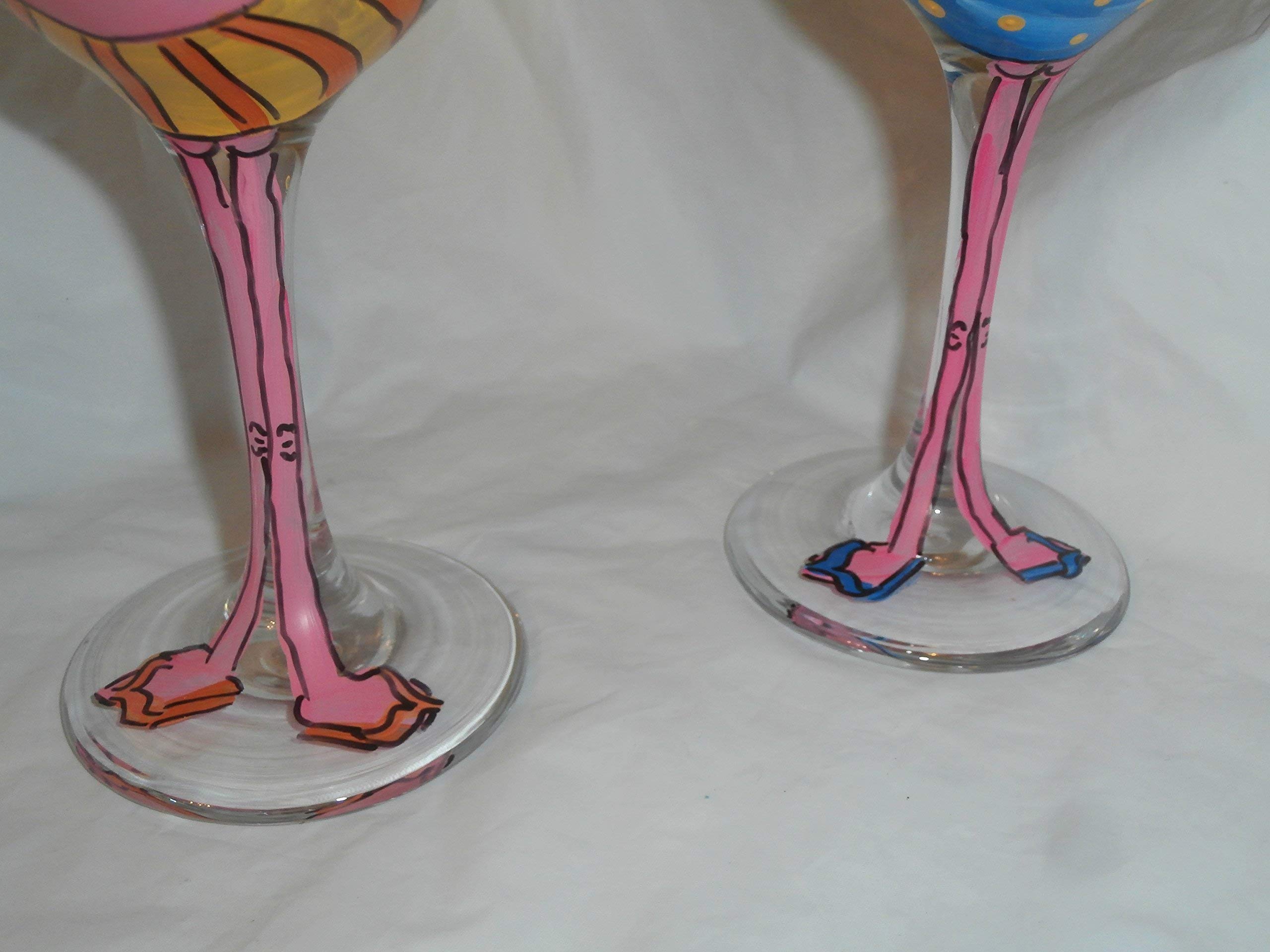 Hand painted beach Flamingos. Set of 4. 2 male and 2 female.
