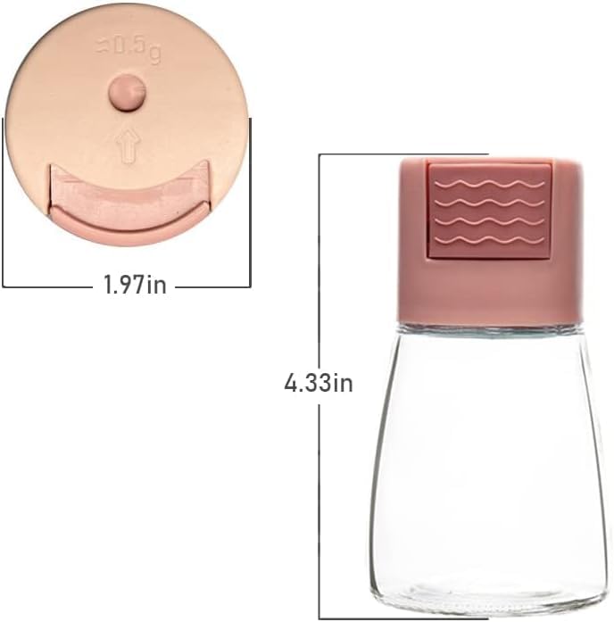 Salt and Pepper Shakers Precise Quantitative Push Type, 0.02oz Metering Salt Shaker Glass Metered Salt Dispenser, Press 0.5g Intake of Salt Air-Tight Glass Seasoning Condiment Bottle,