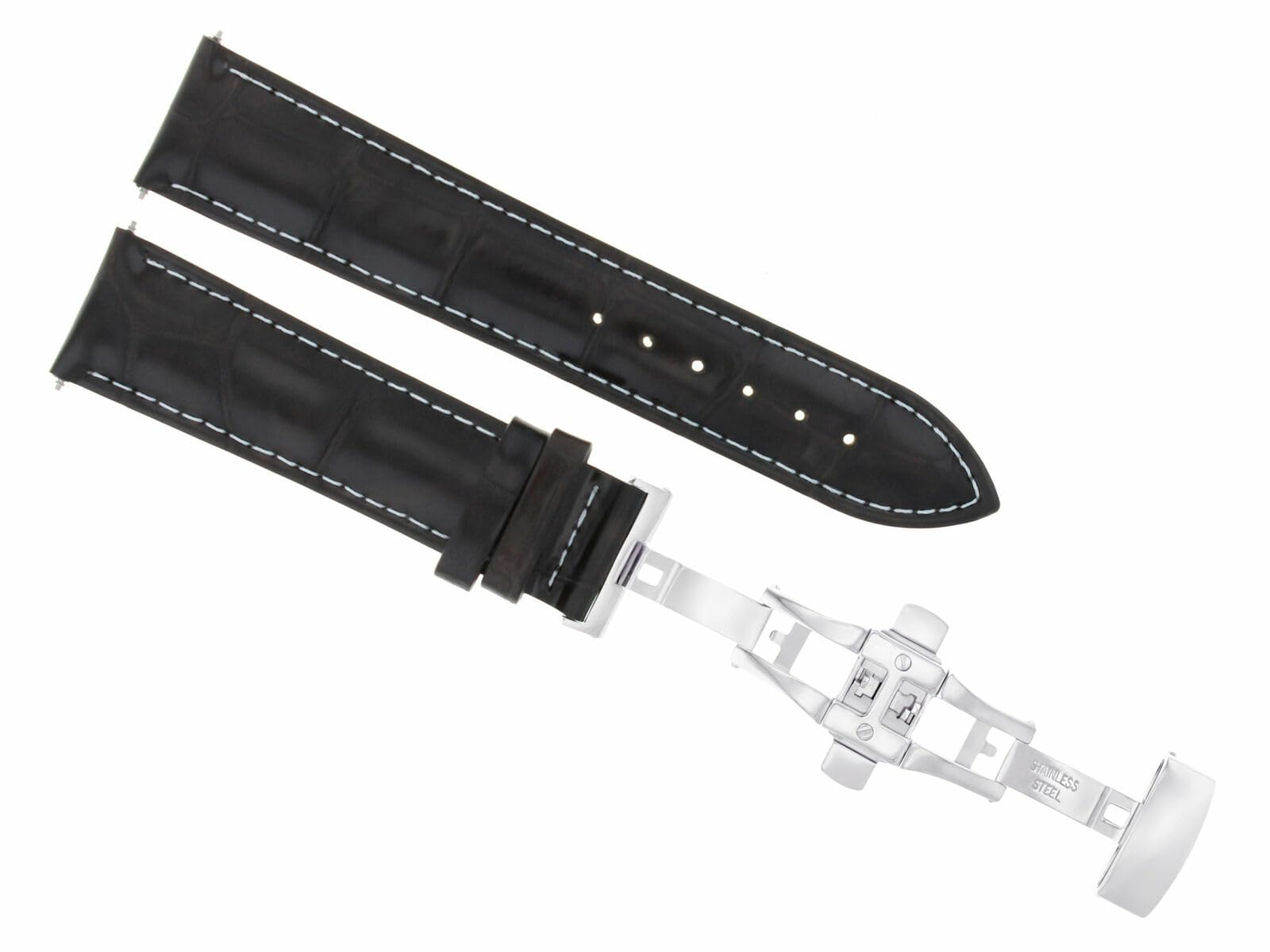Ewatchparts 20MM LEATHER WATCH STRAP BAND COMPATIBLE WITH IWC SPITFIRE XV PILOT PORTUGESE DARK BROWN