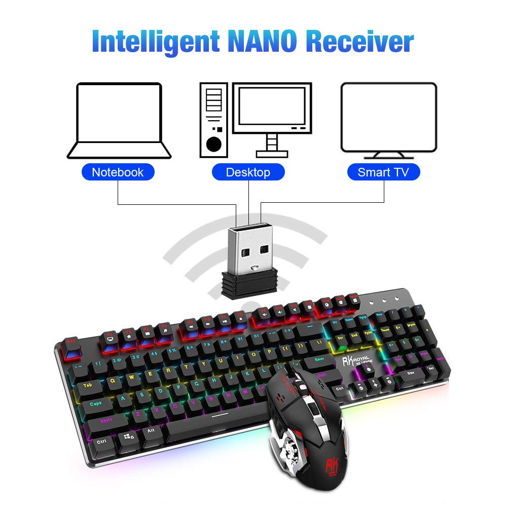 Gaming Keyboard Mouse Combo, Lychee Mechanical 104 Keys with RGB Backlit (Blue Switch)