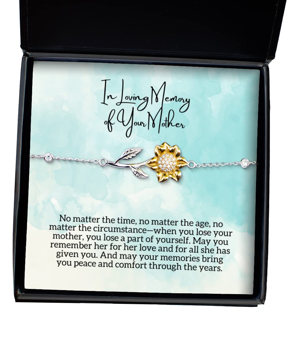 for Loss of Mother - Condolences, Memorial - Sunflower Bracelet for Bereavement, Sympathy - Jewelry for Death of Mom