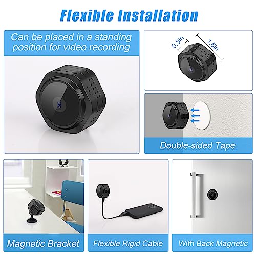 Spy Hidden Cameras 1080P HD Smallest Wireless Security Cameras Mini Battery Portable Nanny Cam Night Vision Motion Alerts Secret Surveillance Little Cameras for Indoor/Home