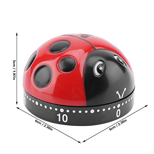 Kitchen Cooking Timer, Kitchen Timer, Ladybug ABS material Mechanical Wind-Up Anti-Rust Durable 60 Minutes for Cooking Game Exercise Office