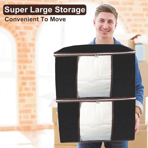Ragestor ppliessu 90L large clothes storage container closet organizer storage bags for clothes under bed storage bin organizer for closet shelves basement(6pack,Black