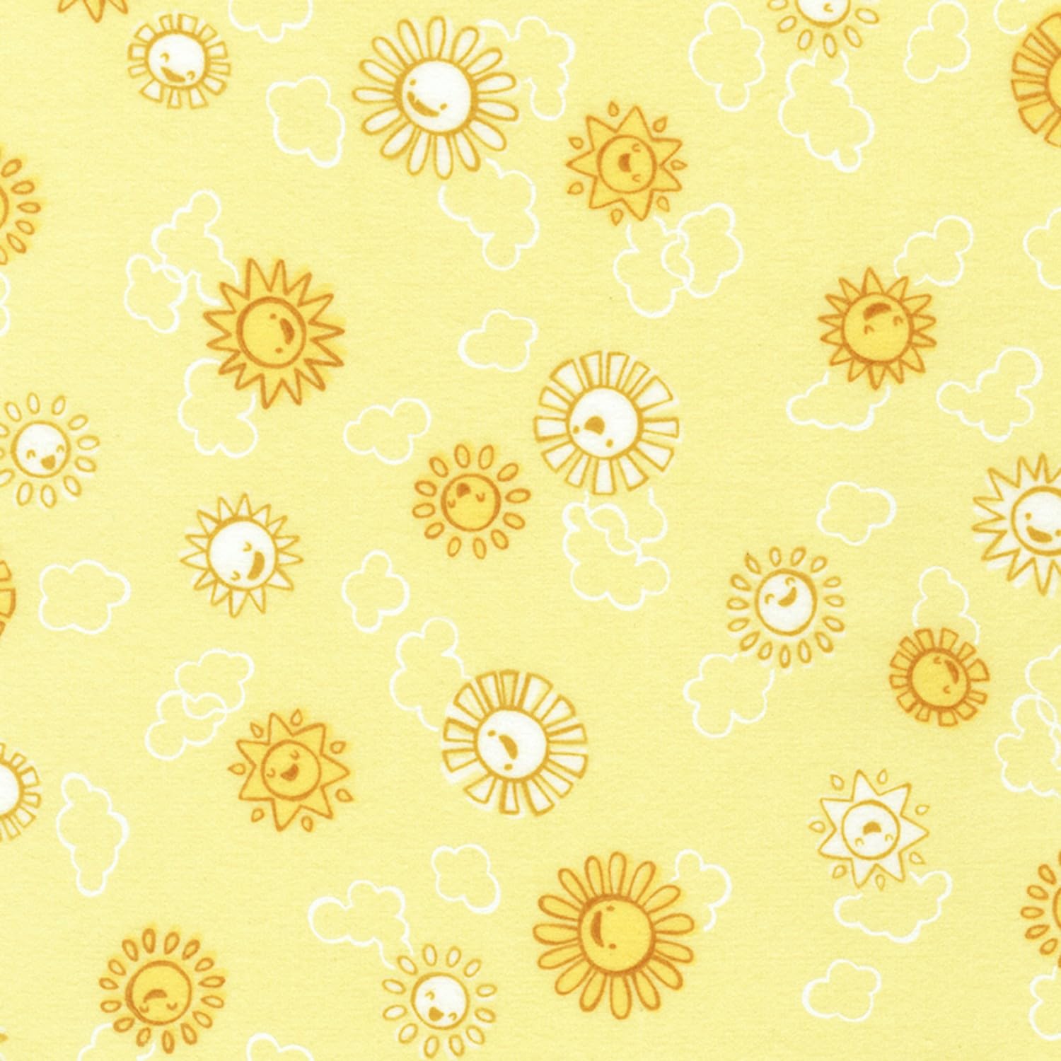 Robert Kaufman Over The Moon Flannel Suns, Fabric by The Yard (Duckling)