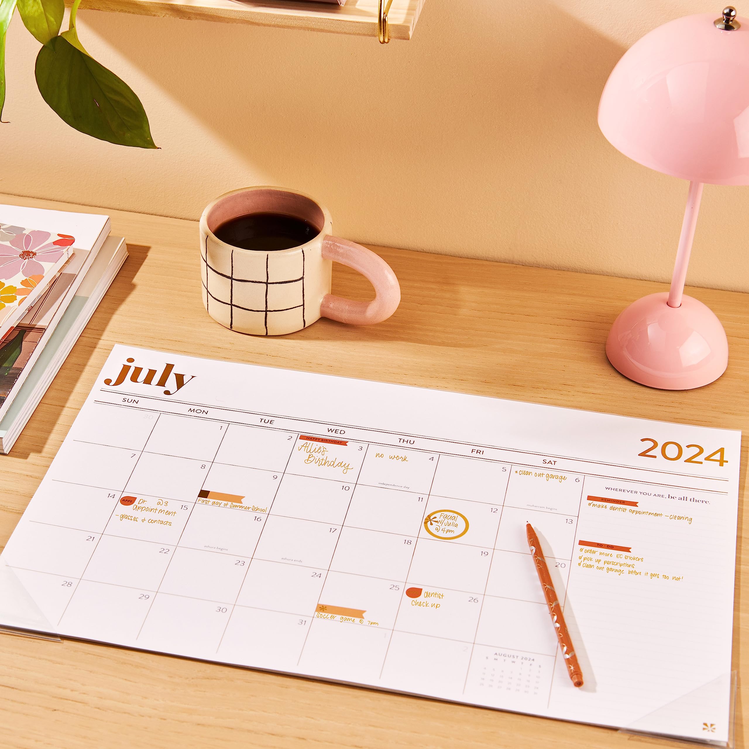 Erin Condren Metallic Monthly Deskpad - 17 Month (August 2023 - December 2024) Functional Organization Essentials for Teachers - Desk Calendar with 19.25" x 12.25" Sheets