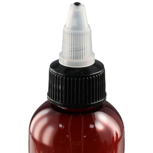 SHUATI 6Pcs 4 oz Refillable Bottles, 120ml Amber Bottle, Dispensing Squeeze Bottles, Empty Plastic Container with Twist Open Cap for Liquids, Oils