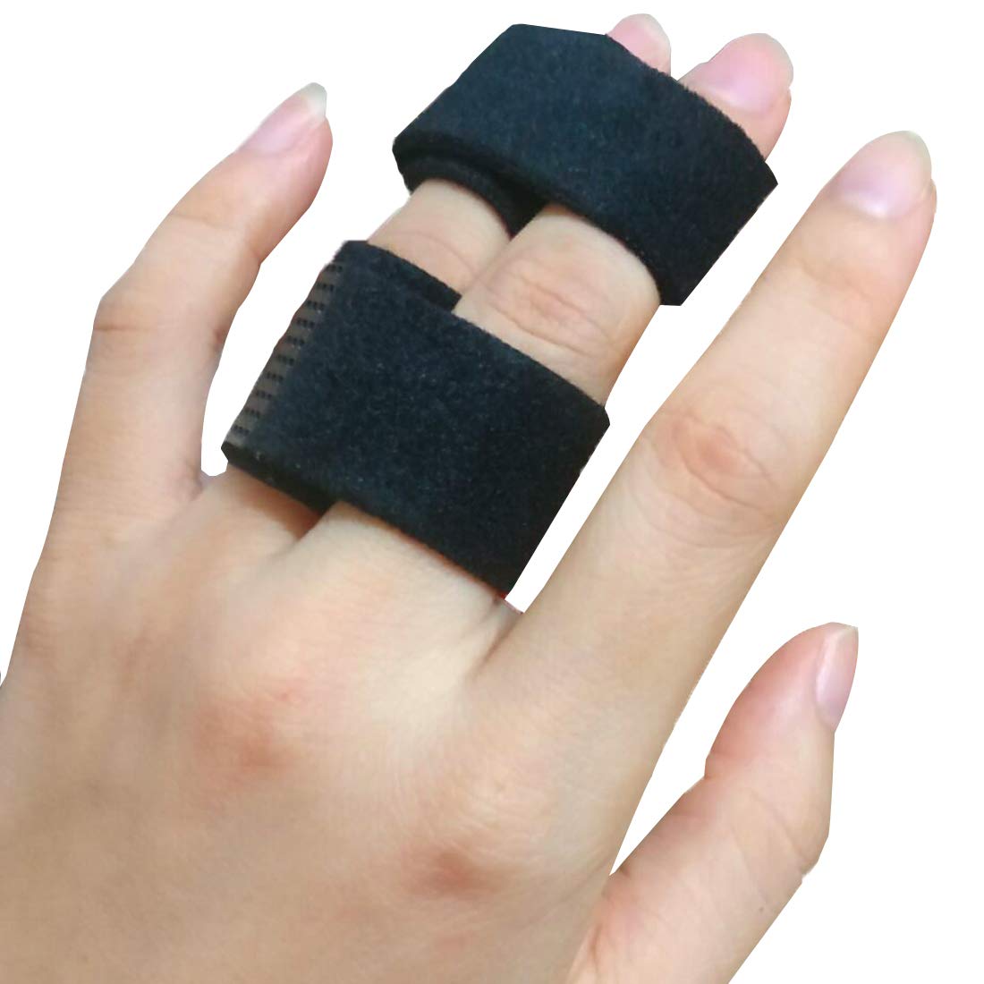 Footsihome Broken Buddy Finger Tape Splints 12 Pack, Finger Wraps to Treat Sprainted Jammed 3/4'' Wide Black