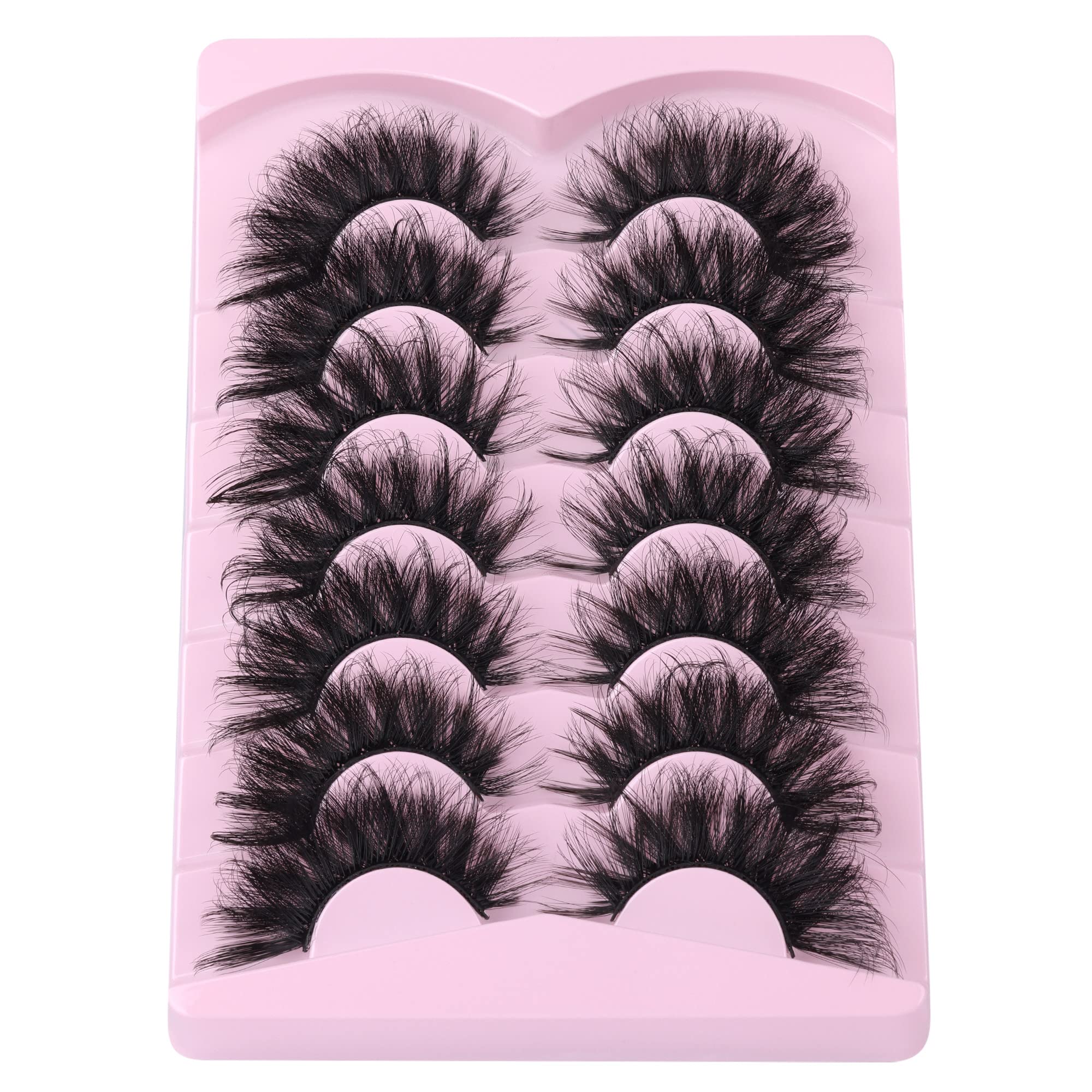 Mink Lashes Fluffy Cat Eye False Eyelashes 18MM Wispy False Lashes Pack 7 Pairs 3D Fake Eyelashes by Zenotti