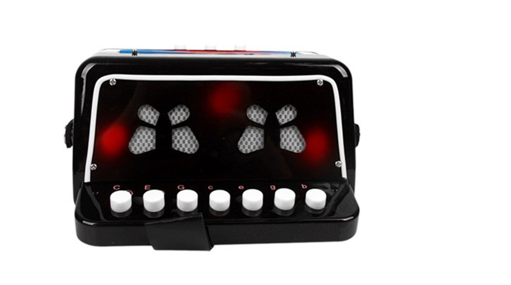 Elloapic Childrenâs Kids' Accordion Keyboard Instruments with 7 Treble Keys, 3 Air Valves, Hand Strap, Early Learning Eduction Instrument Music Toy Black