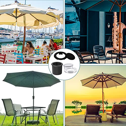 SAVITA 3pcs Umbrella Hole Ring, 3 Sizes Anti-Skidding Silicone Umbrella Hole Plug Suitable for Pool Umbrella Hole and Cap for Patio Garden Beach Table (Clear Black)