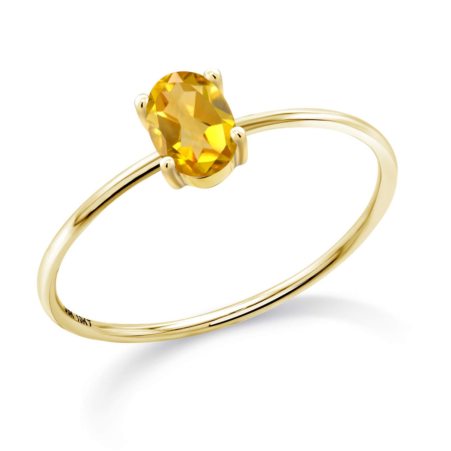 Gem Stone King 10K Yellow Gold 6X4MM Oval Gemstone Birthstone Engagement Ring | Solitaire Wedding Engagement Anniversary Promise Gold Ring For Women