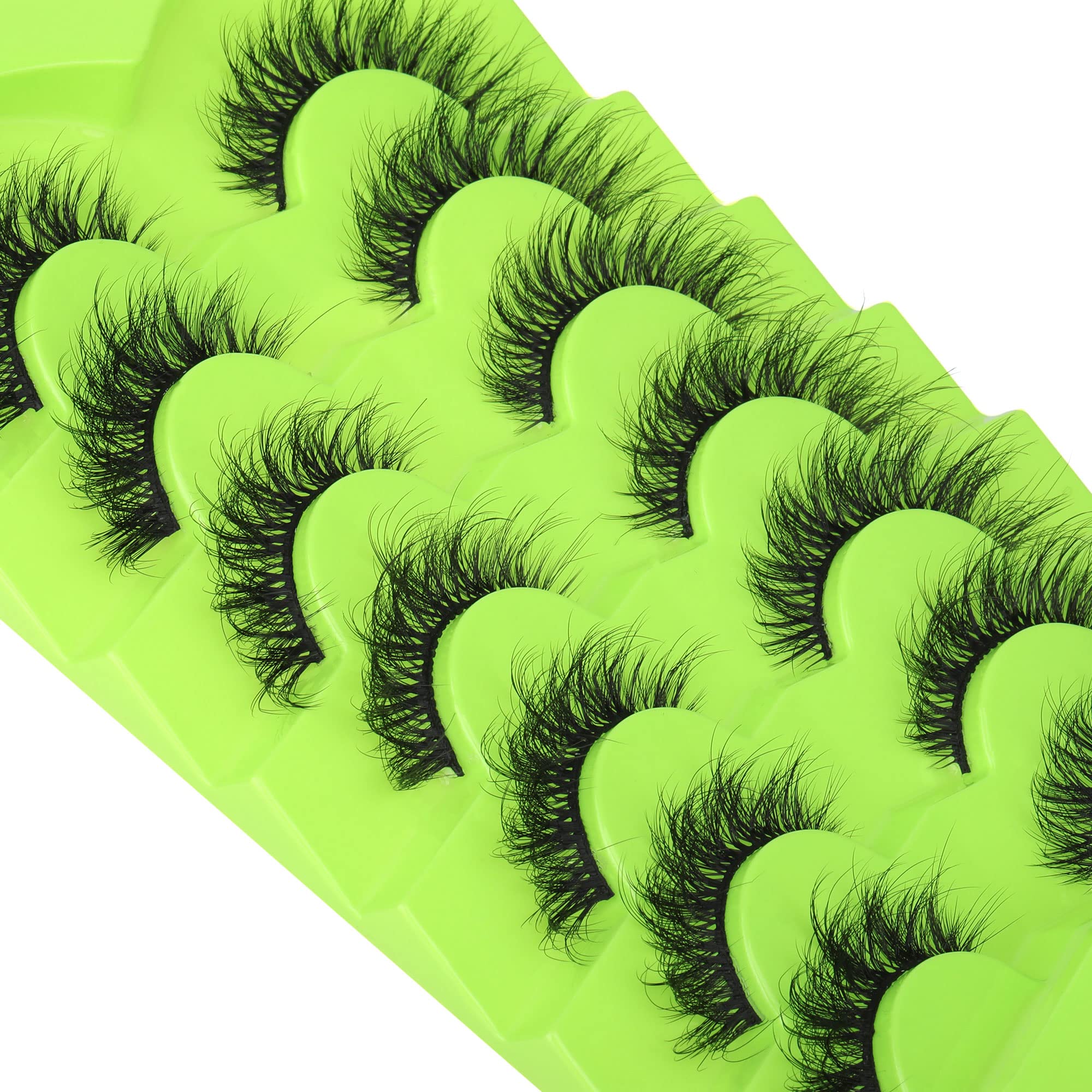 Mink Lashes Natural Look Cat Eye Lashes Wispy Fluffy False Eyelashes Extension 7 Pairs Pack