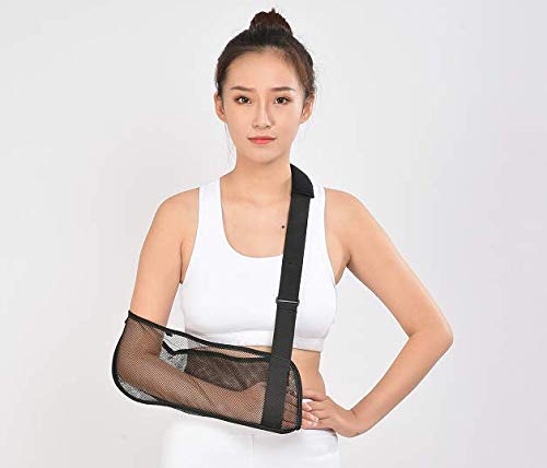First aid OEM factory Breathable Mesh Arm Sling Medical Shoulder Immobilizer Rotator Cuff Wrist Forearm Support Brace Strap Lightweight Simple Black for Broken&Fractured Arm (free size)