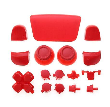 Full Buttons Set for PS5 Joysticks Dpad R1 L1 R2 L2 Direction Key ABXY Buttons Trigger Button Cap Cover for Sony Playstion 5 PS5 BDM-010 Game Console (Red)