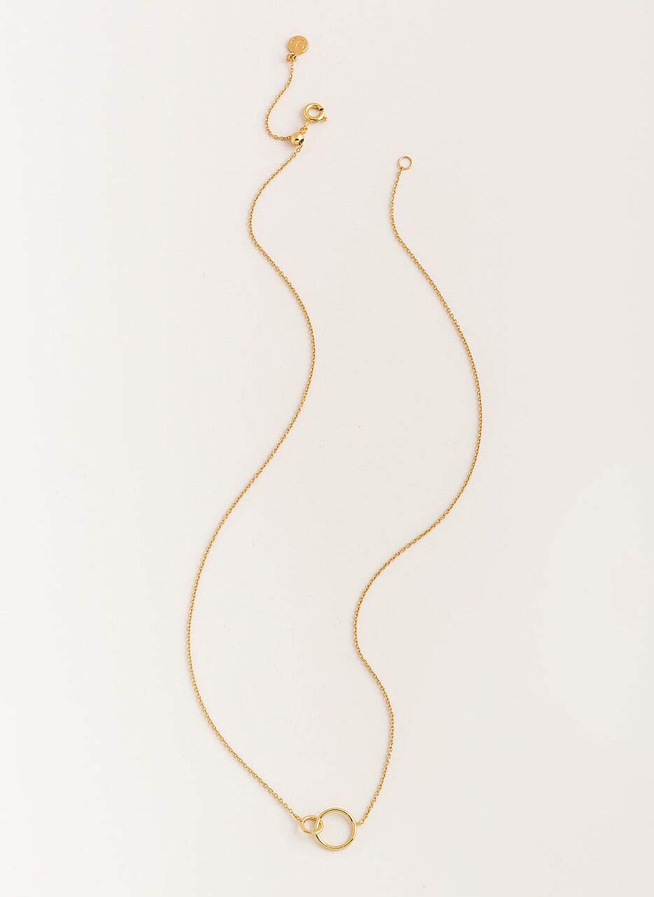 gorjana Women's Wilshire Charm Adjustable Necklace, 18k Gold Plated, Interlocking Circle Pendant