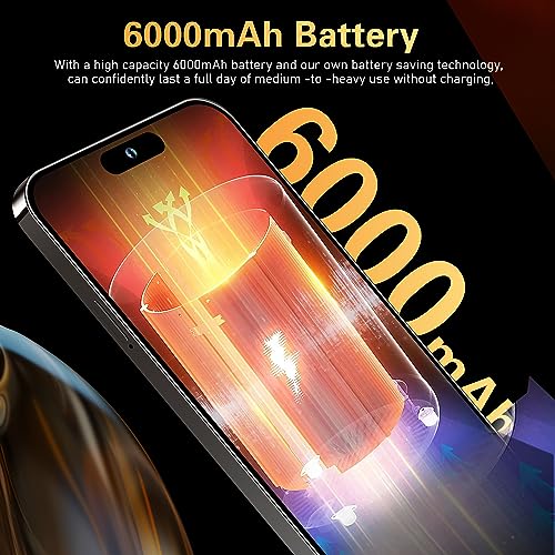 ExAchat A14 5G Unlocked Cell Phones, 6GB + 256GB, 8-Core, 6.82" HD Display Smartphone, Android 13.0, 6000 mAh,64MP + 24MP, Android Phones That Support Face/Fingerprint Recognition-Black