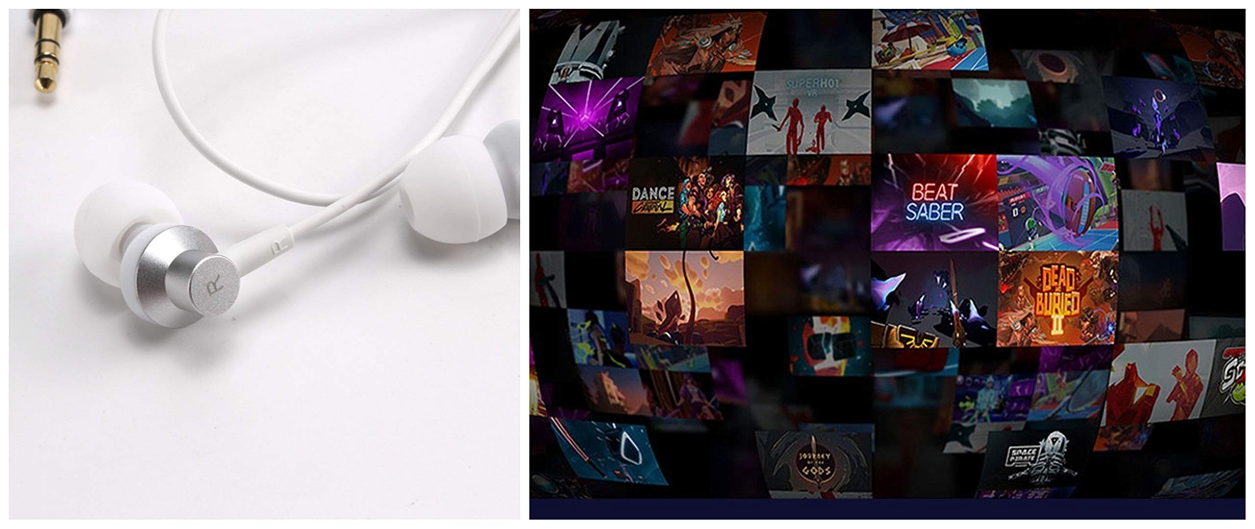 Earphones for Oculus Quest 2 VR Headset Noise-Isolating Earbuds Headphones with 3D 360 Degree Sound and Custom Silicone Earbuds Caps