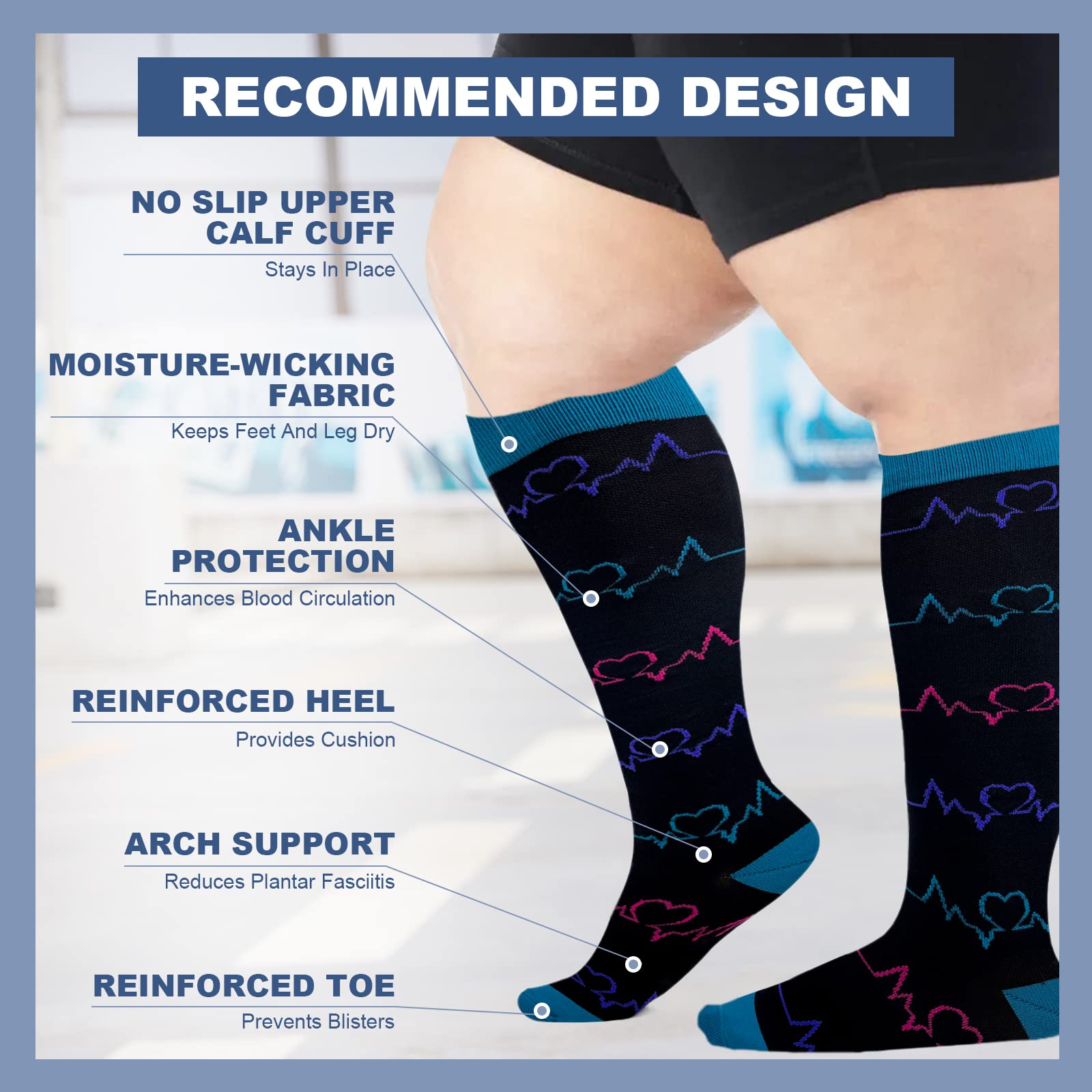 HLTPRO 4 Pairs Compression Socks for Women & Men - Best Support for Medical, Circulation, Nurses, Running, Travel