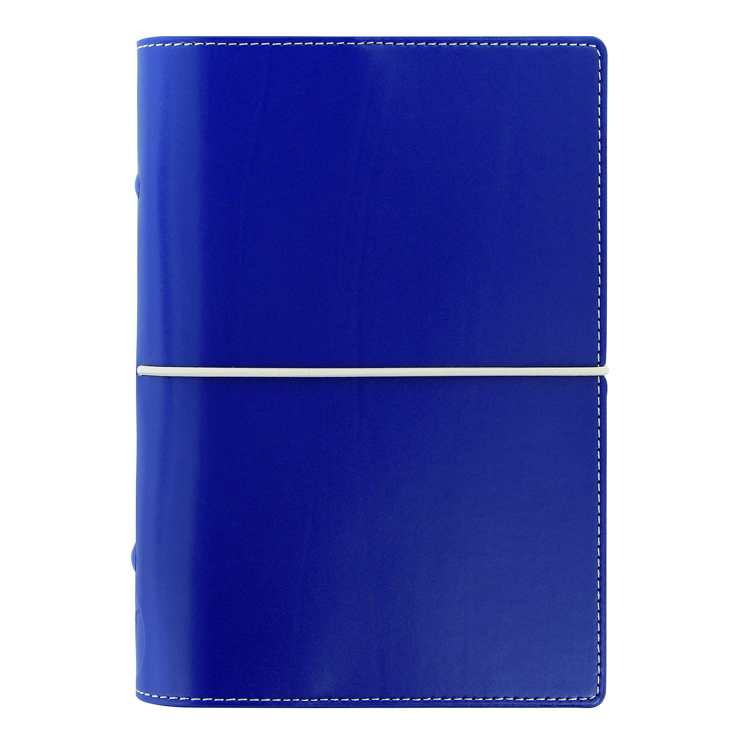 Filofax Domino Organizer, Personal Size, Navy - Leather-Look with Contrast Stitching, Six Rings, Week-to-View Calendar Diary, Multilingual, 2022 (C027983-22)