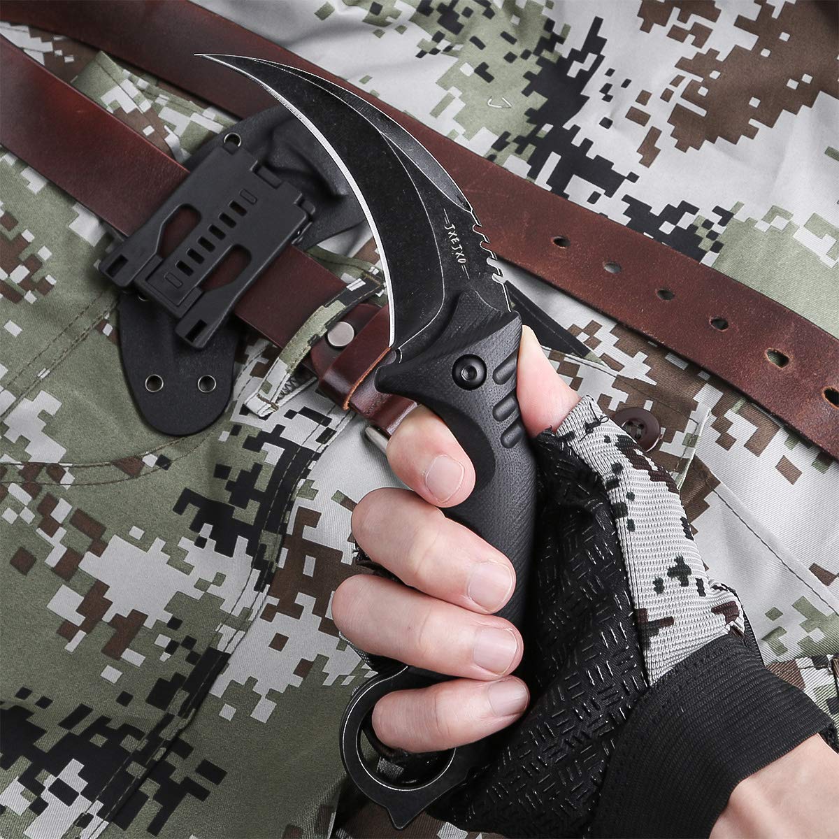 JXE JXO Tactical EDC Knife with Sheath Bundle Set, A+B Type