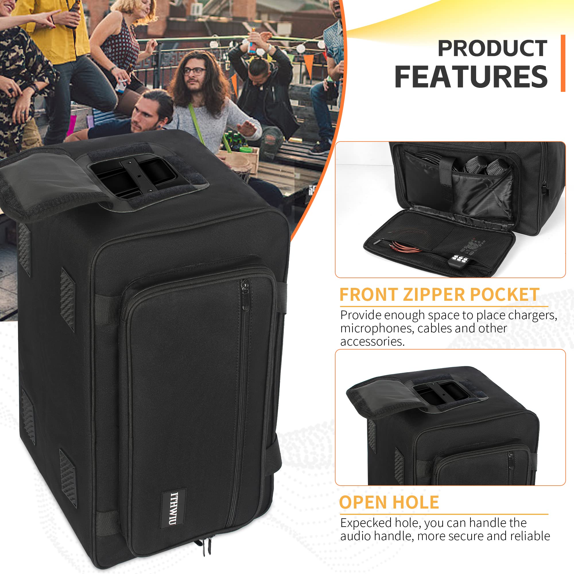 ITHWIU Speaker Tote Bag for Compact 10" Speaker Cabinets; Heavy-Duty Fits QSC K10, Yamaha DXR10 and more (IT-TOTE10), Black
