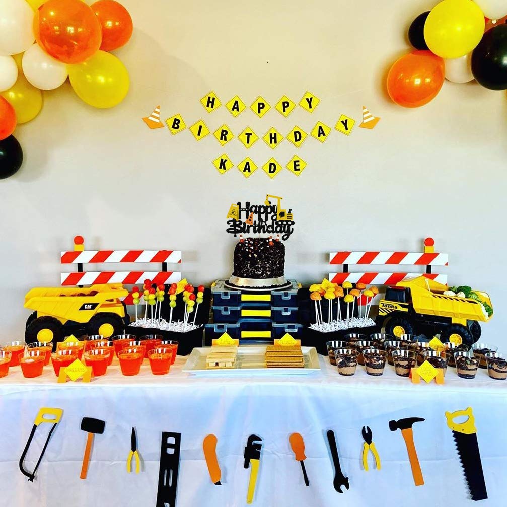 Glorymoment Excavator Birthday Cake Topper, Construction Cake Topper Decorations for Children Excavator Engineering Theme Cake, Construction Theme Kids Birthday Party Decoration (6.7ββx4.49ββ)