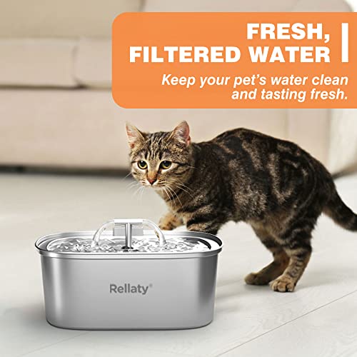 Rellaty Official Cat Water Fountain Filters Replacement & Pre-Filter Sponges for 3.2L/108oz Automatic Pet Fountain Dog Water Fountain