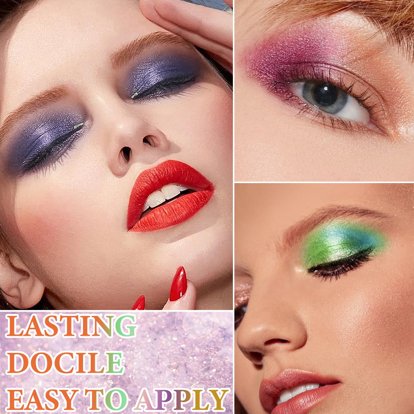 DuoZeng 3 Pcs Liquid Glitter Eyeshadow,Liquid Metallic Chameleon Eyeshadow Multi-Dimensional Finish Highly Pigmented & Long-lasting Multichrome Eyeshadows Makeup Set for Bold Eye Looks
