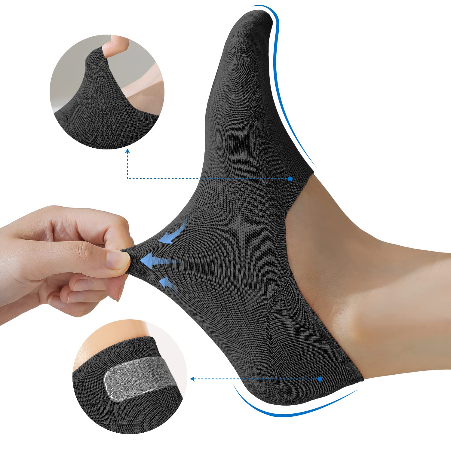 Hi Clasmix No Show Socks Womens Low Cut Breathable Liner Non Slip for Flats Boat Invisible Summer Hidden Socks (5 Pairs White)
