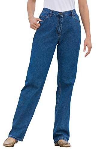 Woman Within Women's Plus Size Petite Perfect Cotton Back Elastic Jean - 22 WP, Medium Stonewash Blue
