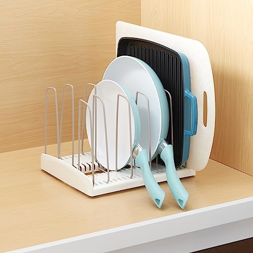 YouCopia StoreMore Cookware Rack Adjustable Pan Organizer, White
