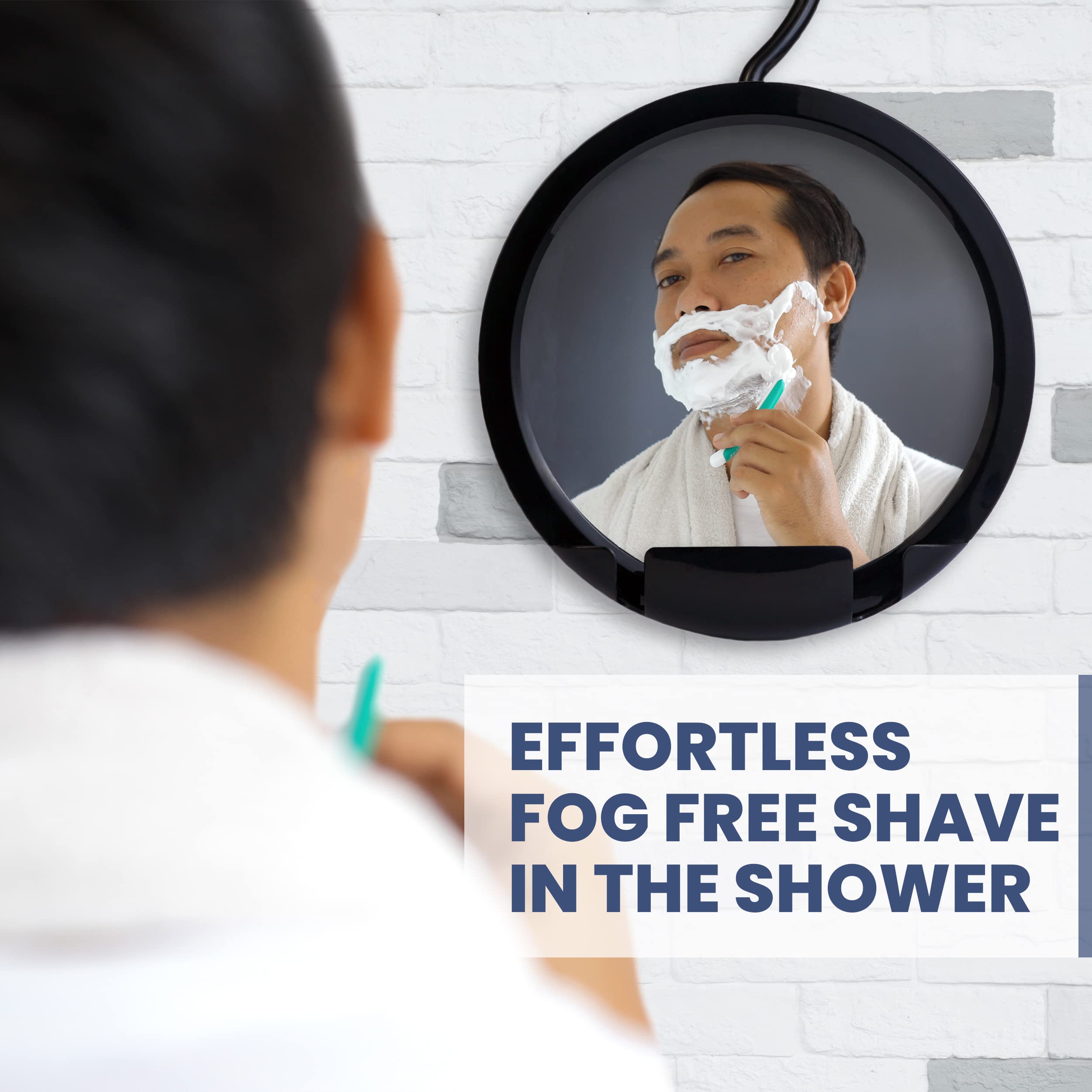 MIRRORVANA Wall Mounted Mirror for Shaving & Makeup, Double Sided 3X / 1X Magnifying and Hangable Fogless Shower Mirror for Shaving with 360° Swivel Hook for Hanging